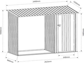 Zahradní domek BestBerg BBSH-002A / 2,6 m² / 249 x 160 x 103 cm / antracit/bílá
