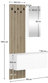 Kondela Předsíňová sestava, bílá/dub artisan, REBEKA