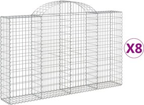 Klenuté gabionové koše 8 ks 200x30x120/140cm pozinkované železo 3146137