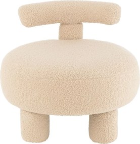 Béžová kulatá stolička s opěrkou Teddy Bouclé Beige - Ø 52*49 cm