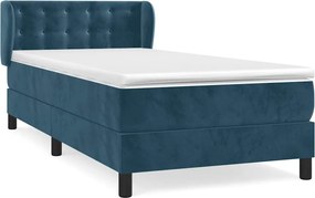 Box spring postel s matrací tmavě modrá 100x200 cm samet 3127719