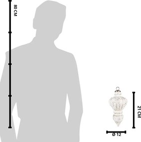 Bílá antik skleněná ozdoba baňka XL - Ø12*21 cm