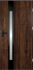 O.K. Doors® P55 Vchodové dveře Ariadna, 90 P, rozměr vč. zárubně: 1000 × 2070 mm, ocel, pravé, ořech tmavý, prosklené