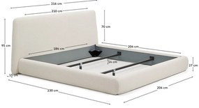 Béžová čalouněná dvoulůžková postel 180x200 cm Martina – Kave Home