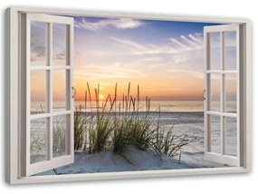Obraz na plátně, Pohled z okna na pláž - 60x40 cm
