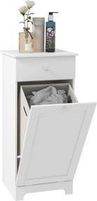 HOMCOM Koupelnová skříňka s skládacím košem na prádlo, úložná skříňka se šuplíkem - 40D x 40Š x 90,5V cm - Bílá | Aosom