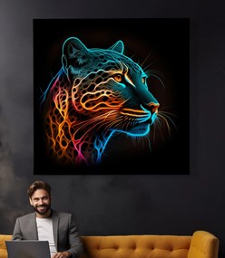 Obraz na plátně - Barevná puma Oheň Voda FeelHappy.cz Velikost obrazu: 100 x 100 cm