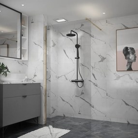 Erga Paris, sprchová zástěna Walk-In 60x200 cm, 8mm čiré sklo, zlatý lesklý profil, ERG-V02-PARIS-060x200-CL-GD