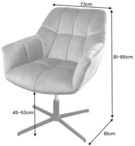 Designové otočné křeslo Vallerina šedý samet