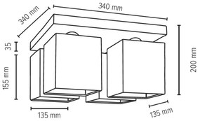 Spot-Light 2284474 - Stropní svítidlo INGER 4xE27/25W/230V