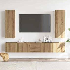 Sada 5 kusů nástěnné TV skříňka dub artisan kompozitní dřevo 3329194