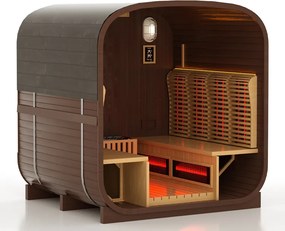 BPS-koupelny Zahradní kombinovaná sudová sauna 2v1  - Infrasauna + finská sauna 180x200, 4-6 osob
