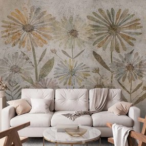 Fototapeta Rodina květin - rostlinný motiv ve vintage stylu s texturou