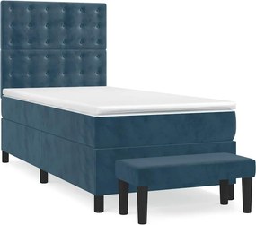 Box spring postel s matrací tmavě modrá 90x200 cm samet 3138065