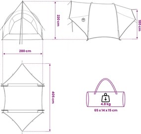 vidaXL Zadní markýza odolná vůči vodě 405 x 280 x 220 cm [42028562] Barva: Armádní zelená