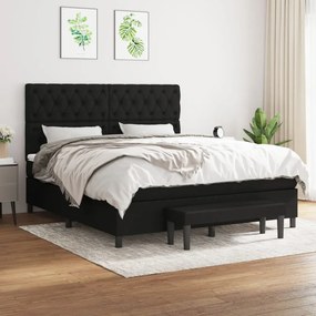 Box spring postel s matrací černá 160x200 cm textil,  3136847