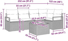 Set pohovek 6 ks Hnědá polyratan 3346394