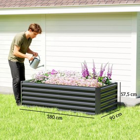 Outsunny pozinkovaný ocelový vyvýšený záhon 180 x 90 x 57,5 cm — hluboký květináč s výztužnými tyčemi a otevřeným dnem, odolný proti povětrnostním vl…