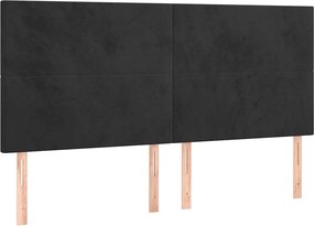 Čelo postele s LED černé 200x5x118/128 cm samet 3122212