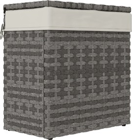 Zahradní box Outsunny z PE ratanu, venkovní úložná lavice s protiskluzovými nohami a voděodolnou podšívkou, 57x34x62cm, šedá a béžová | Aosom