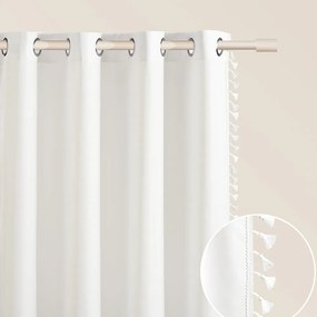 Room99 Hotový závěs na kroužcích s třásněmi Lara Jednobarevný Barva: Bělošedá, Velikost: 140 x 250 cm