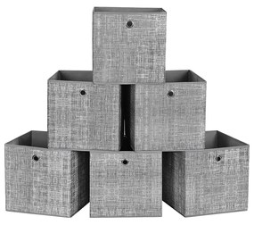 Skládací úložné boxy, sada 6 ks, šedé