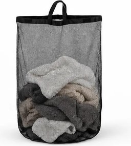 koš na prádlo, objem 100+ l, s víkem, 2 odnímatelné tašky, látka/bambus, 75x43x32 cm, černá/přírodní, Dekorino KP20260003