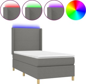 Box spring postel s matrací a LED tmavě šedá 90x190 cm textil 3138678