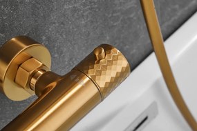 Gamma Gamma, nástěnná sprchová termostatická baterie s ruční sprchovou soupravou, zlatá matná, GMA-BRYPNT-BGD