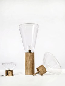 Závěsné svítidlo Brokis Muffins Wood PC852 Barva skla: Fialová - transparentní sklo, Barva el. vedení: Textilní kabel -  černý, Dřevo: dub evropský - bezbarvý nano lak (CCS972)