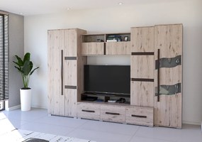 IDZ Obývací stěna SAN MARINO, 300 cm - Dub Craft šedá / Čokoládová