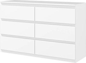 HOMCOM 6-dveřová skříňka se šuplíky, moderní styl s tichým zavíráním pro ložnici a obývací pokoj - 120 x 39 x 75 cm, Bílá | Aosom