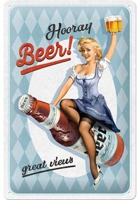 Postershop Plechová cedule: Hooray Beer - 30x20 cm