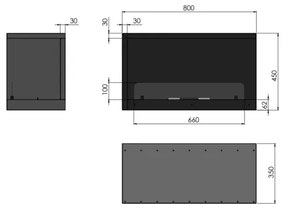 InFire - Rohový BIO krb 80x45 cm 3,5kW černá
