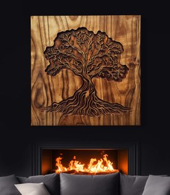 Obraz na plátně - Strom života Zenith, dřevo styl FeelHappy.cz Velikost obrazu: 140 x 140 cm