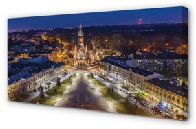 Obrazy na plátně Noční panorama Krakow kostela 125x50 cm