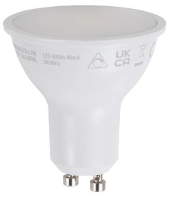Chytrá LED žárovka GU10 50 mm s možností stmívání, opálová, RGBW, 4,7 W, 400 lm, 2700–6500 K