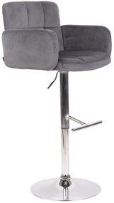 Barová židle Haworth - samet - chromovaný rám | tmavě šedá