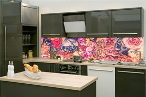 DIMEX | Fototapeta do kuchyně Květinové zátiší KI-260-178 | 260 x 60 cm | růžová, meruňková, modrá, oranžová