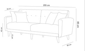 Atelier del Sofa Sedací souprava ARİA-TAKIM6-S 1048, Modrá