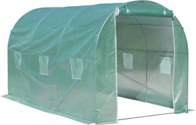 Zahradní tunelová skleník Outsunny 8 m², 4L x 2W x 2,05H m, zesílený rám, zipová brána, 6 oken | Aosom