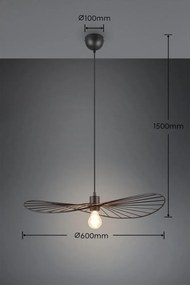 Matně černé závěsné svítidlo ø 60 cm Chapeau – Reality