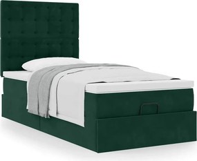 Osmanský rám postele s matracemi tmavě šedá 90x200cm samet 3313592