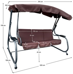 Kondela Zahradní houpačka, hnědá/tmavě šedá, EILANA