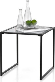 Costway Odkládací stolek malý s deskou z tvrzeného skla – 43 × 43 × 45 cm, černý