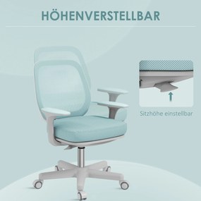 Vinsetto Kancelářská židle, ergonomická psací židle s otočnou funkcí, výškově nastavitelná, 55 x 48 x 82,5-94,5 cm, zelená
