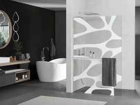 Mexen Kioto+ L, sprchová zástěna Walk-In s poličkou a věšákem 80 x 200 cm, 8mm čiré sklo bílý vzor, ​​broušená ocel profil, 800-080-123-97-97