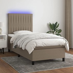 Box spring postel s matrací a LED taupe 120x190 cm textil