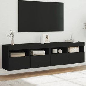 vidaXL Nástěnné TV skříňky s LED osvětlením 2 ks 80 x 30 x 40 cm [837208] Barva: Černá