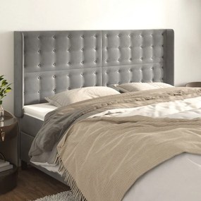Čelo postele typu ušák světle šedé 203x16x118/128 cm samet 3120080